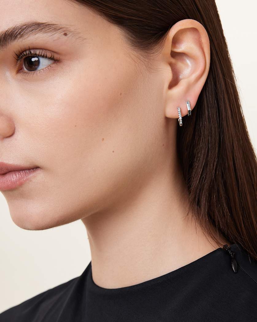 Hattie Mixed Hoop Earring Set WARM SILVER | ALLSAINTS